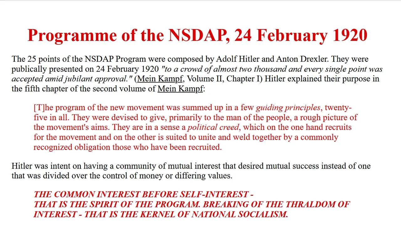 Programme of the NSDAP 24 Feb 1920 The 25 Points
