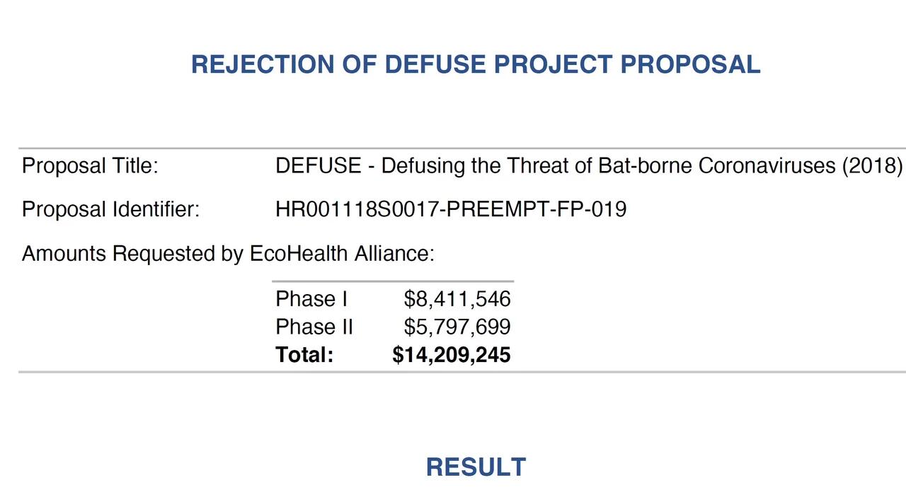 DEFUSE Covid-19 Proposal Rejection Letter - DARPA