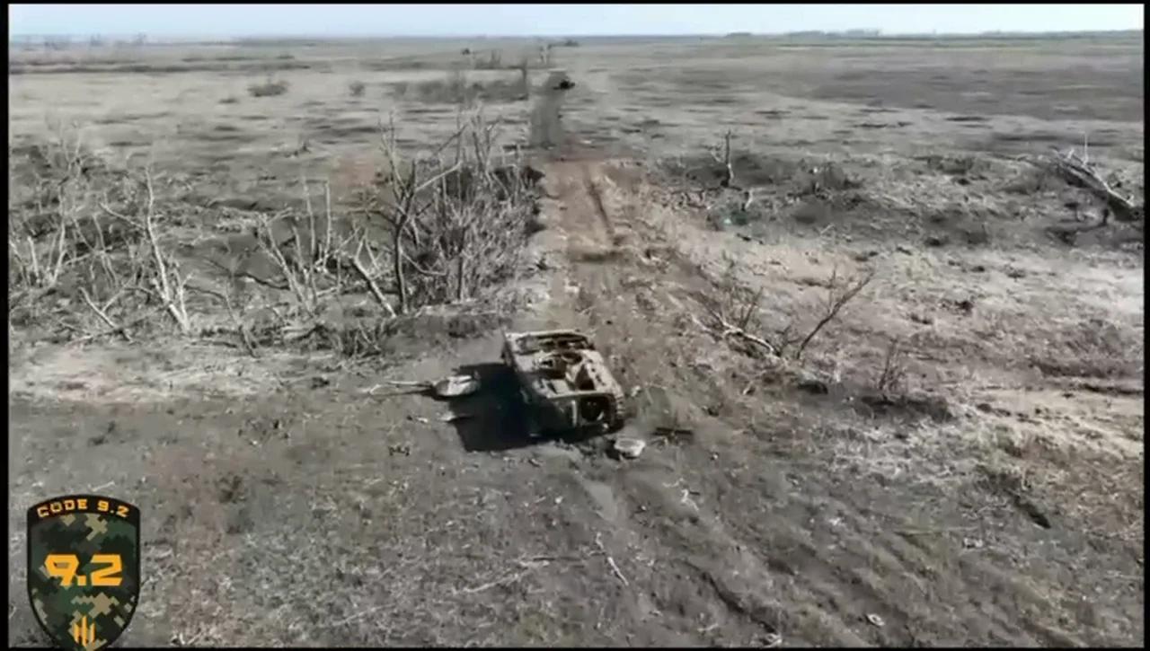 Huge destroyed column of Russian armored vehicles and dozens of corpses