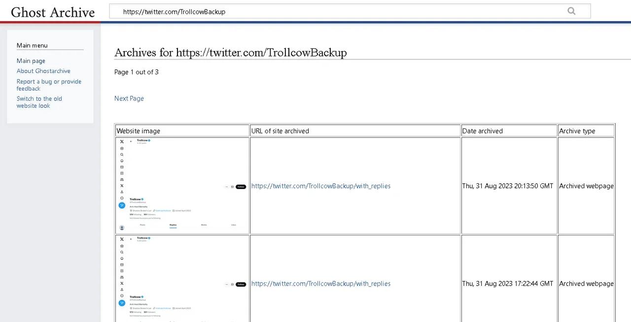 Trollcow previous Twitter account popularity on Ghost Archive, fans ...