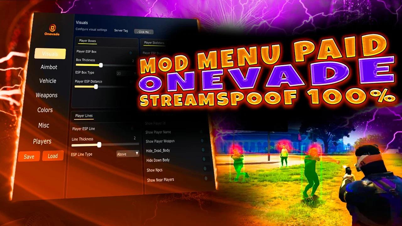 Fivem Mod Menu OneVade | Bypass Waveshield | Aimbot,Esp + Fov + STREAMSPOOF
