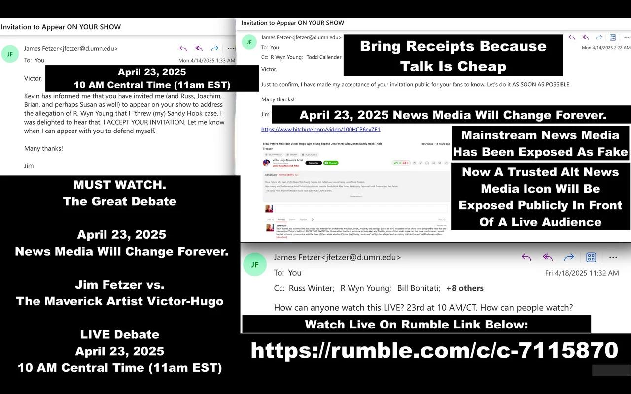 Jim Fetzer Email Publicly Declares His Debate With Victor Hugo Set ...
