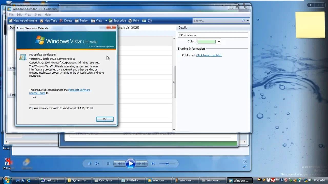 Windows Vista Ultimate SP1 on VMWare Workstation Pro