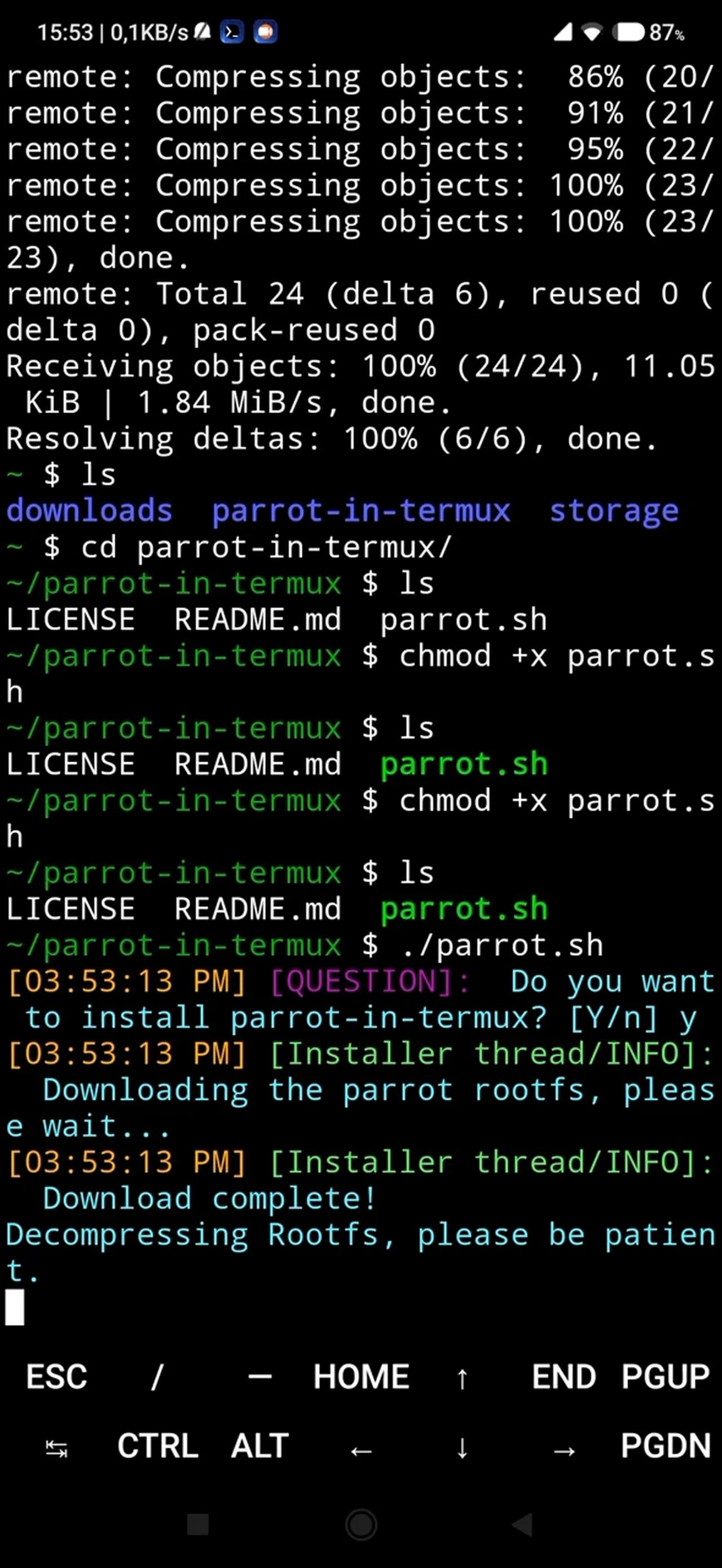 Installa Parrot Os Linux in Termux
