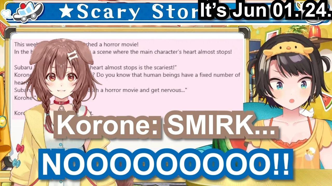 Oozora Subaru watched a horror movie with Inugami Korone【Eng Sub ...