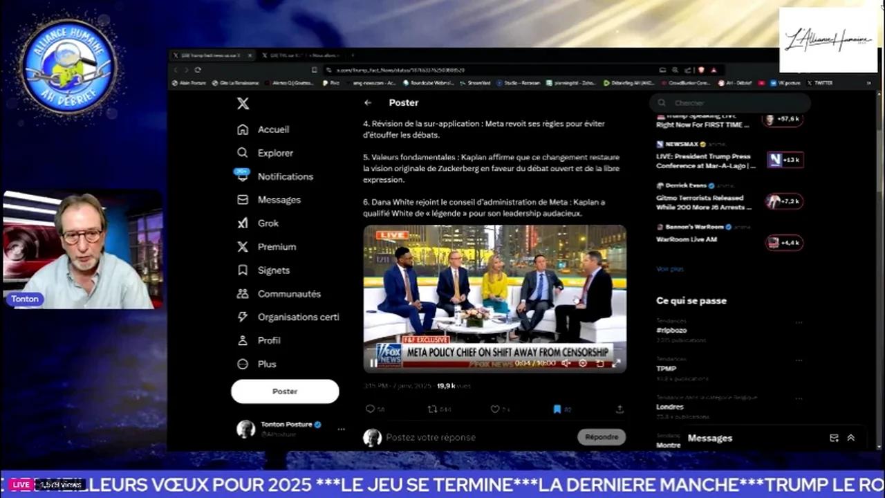 AH2020 LE LIVE Alain (Tonton) posture 07-01-2025 Alliance Humaine 2020 VIDEO LIGHT (7/1/2025)
