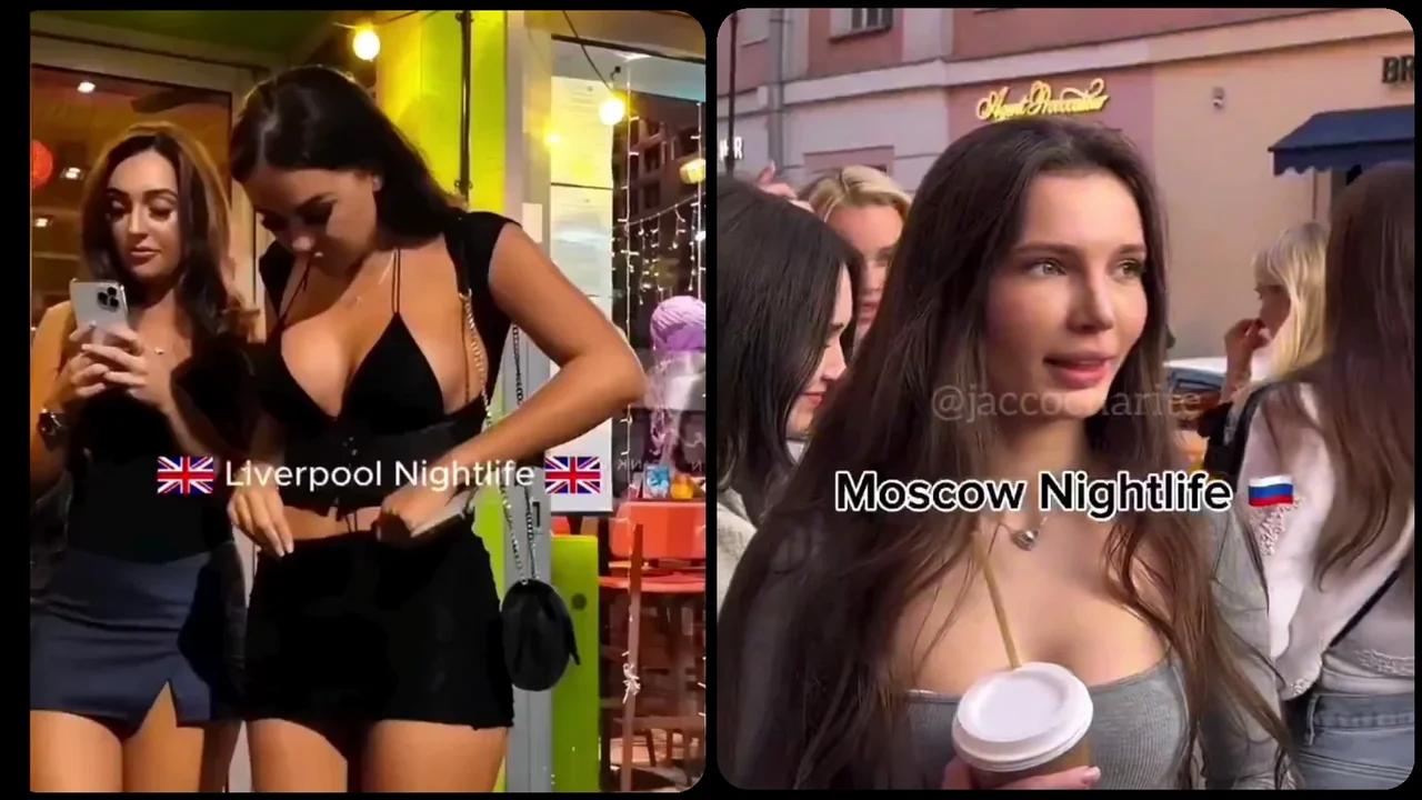 NIGHTLIFE 🇬🇧 vs. 🇷🇺 - How the woman are dressed in Liverpool Britain, in comparison to Moscow ...