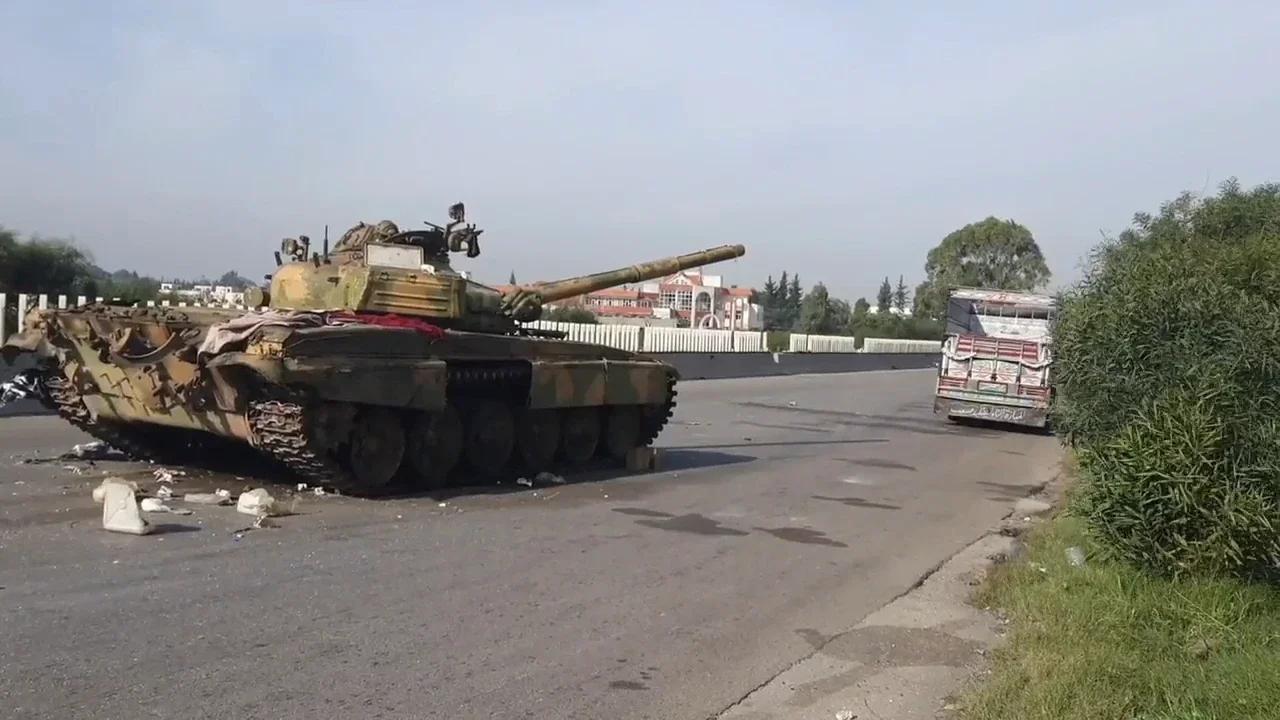Tanks and other military vehicles abandoned in Tartus, Syria