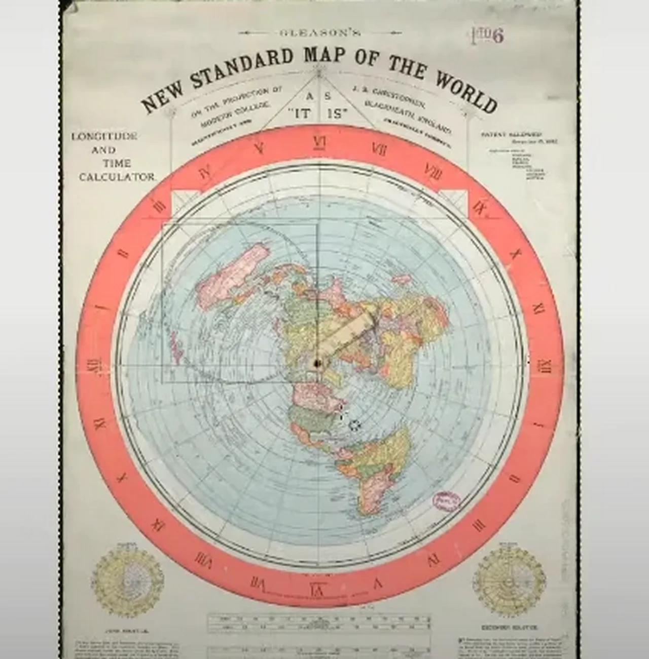 Carte de la Terre plate de Gleason vers projection Mercator vers globe