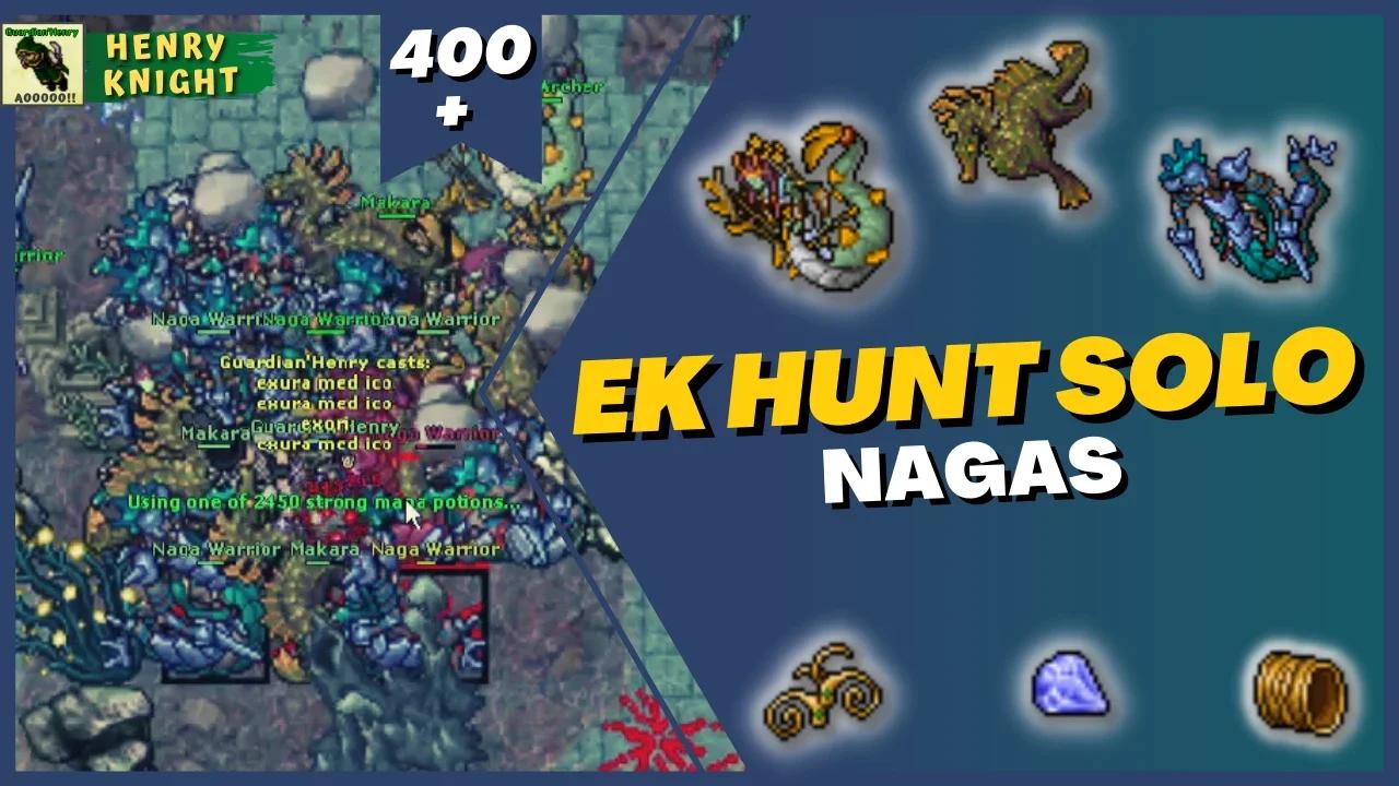 TIBIA: EK HUNT SOLO #109 NAGAS (TEMPLE OF THE MOON GODDESS) MARAPUR