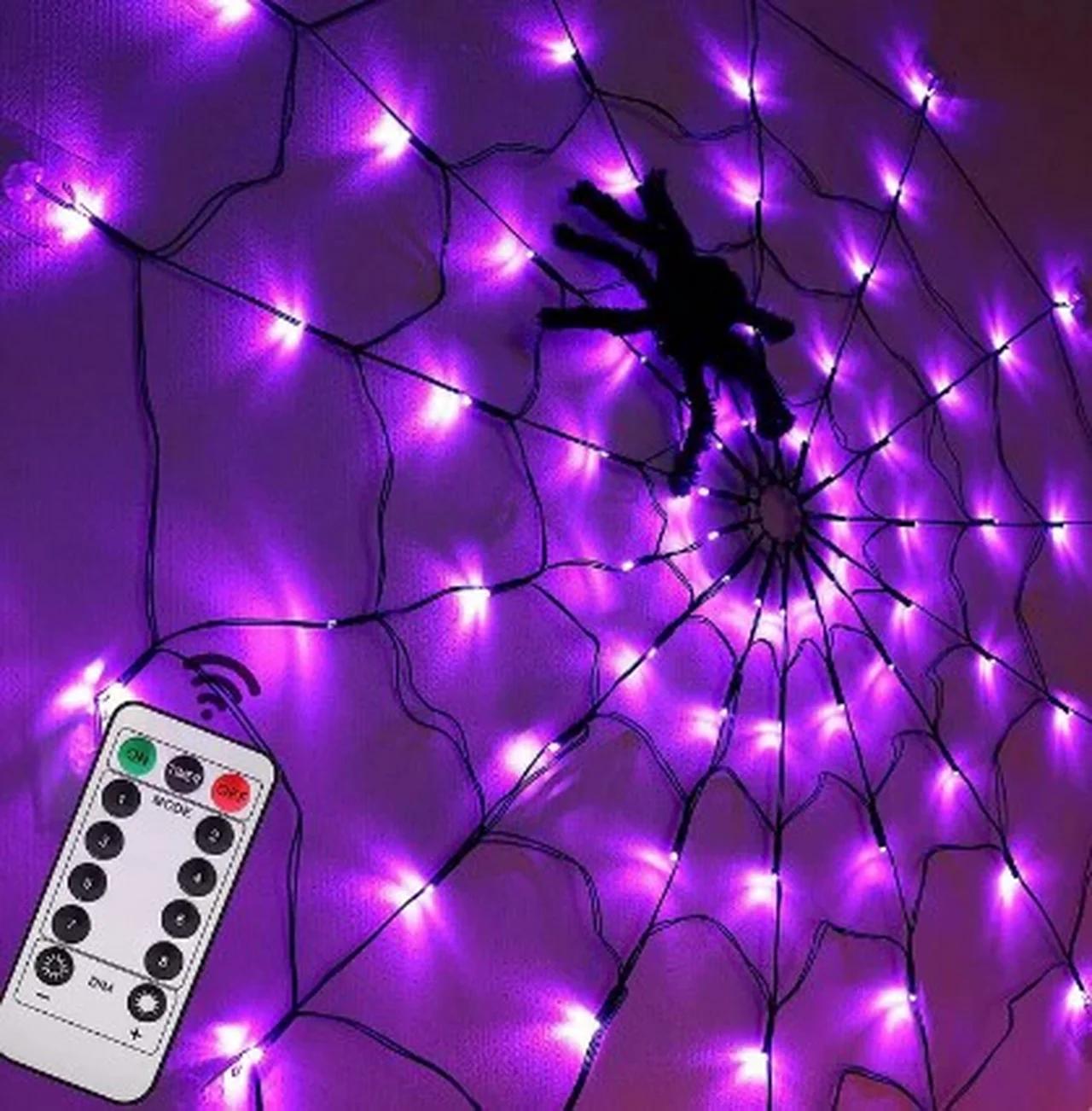 Spider Web String Lights 1M 70LED with Black Spider