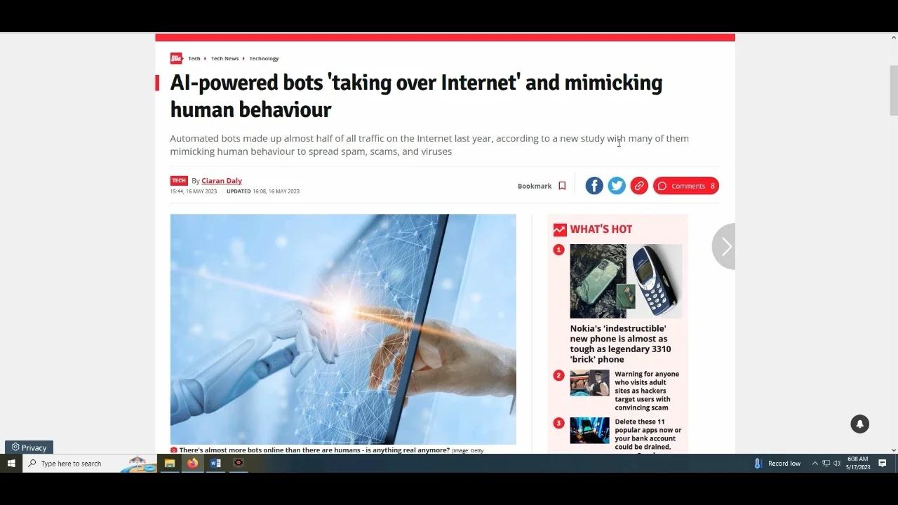 A.I. powered bots taking over the internet and mimicking human behavior