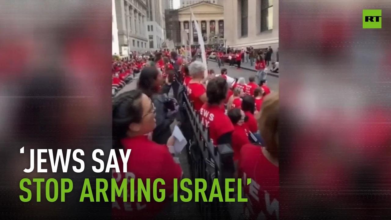 Jewish activists protest outside NYSE demanding arms embargo on Israel
