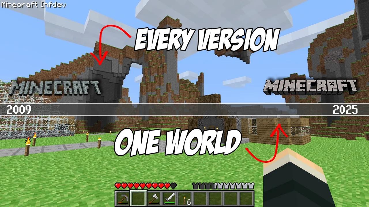 I Played EVERY VERSION of Minecraft on a SINGLE WORLD