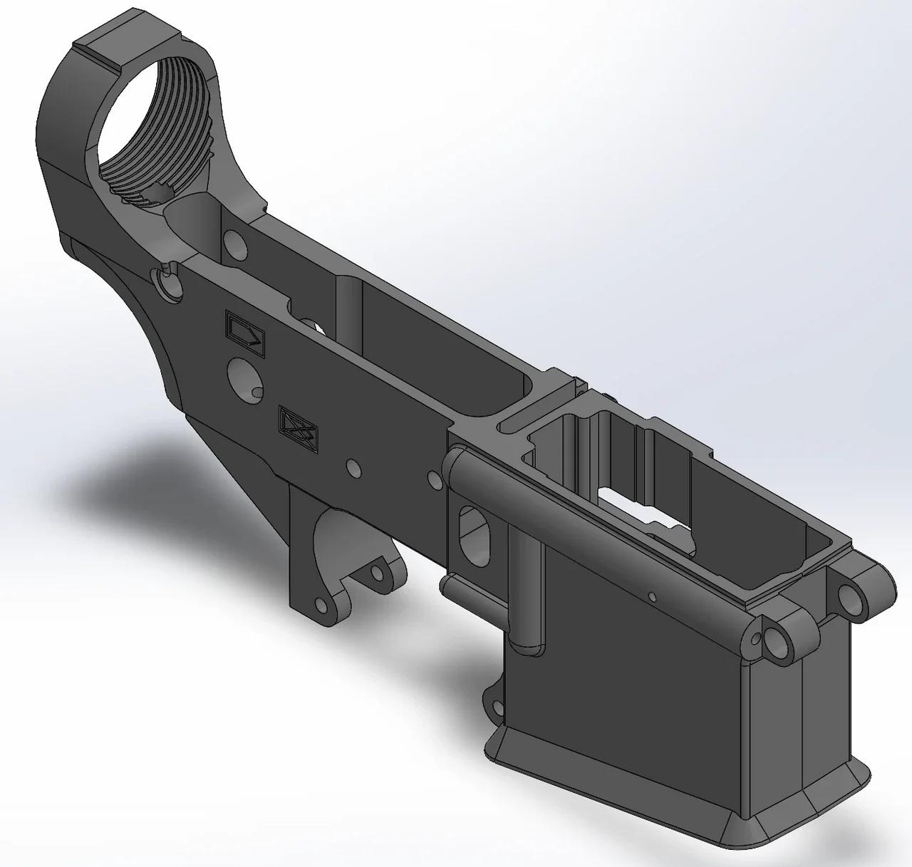 AR15 Lower Receiver Reference (Anotated F3D, STEP, STL)