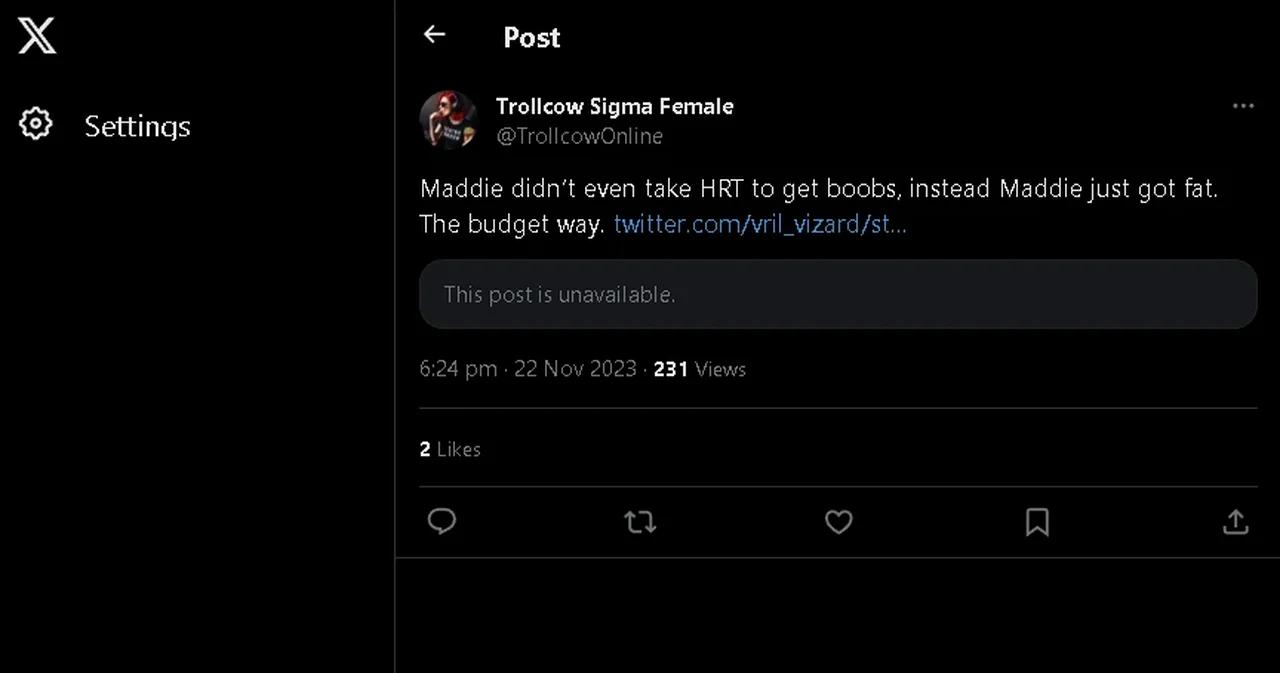 2023-11-22 Trollcow Vs Maddie Kat aka maddiekat100 Twitter feud extracts