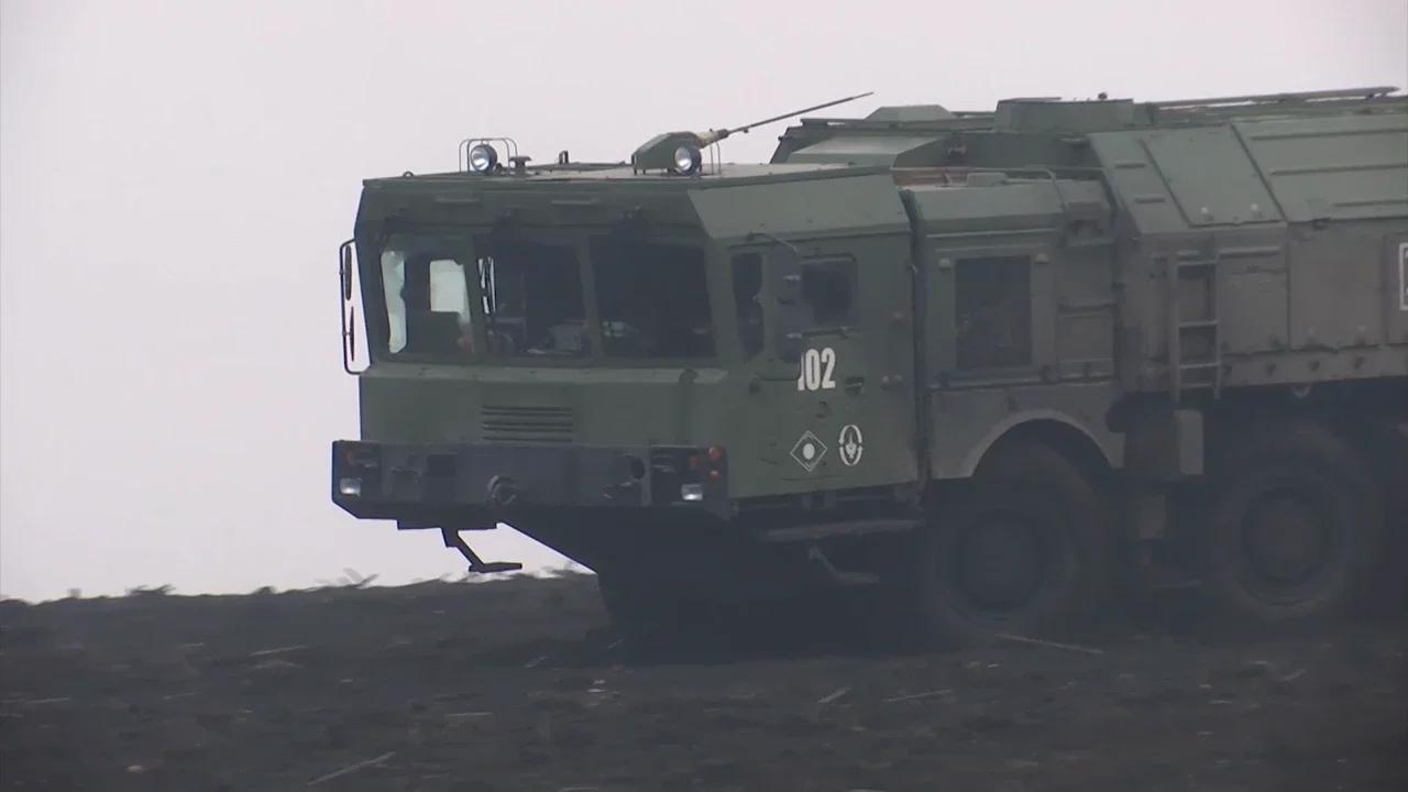 Footage of Iskander operational-tactical missile systems during the ...