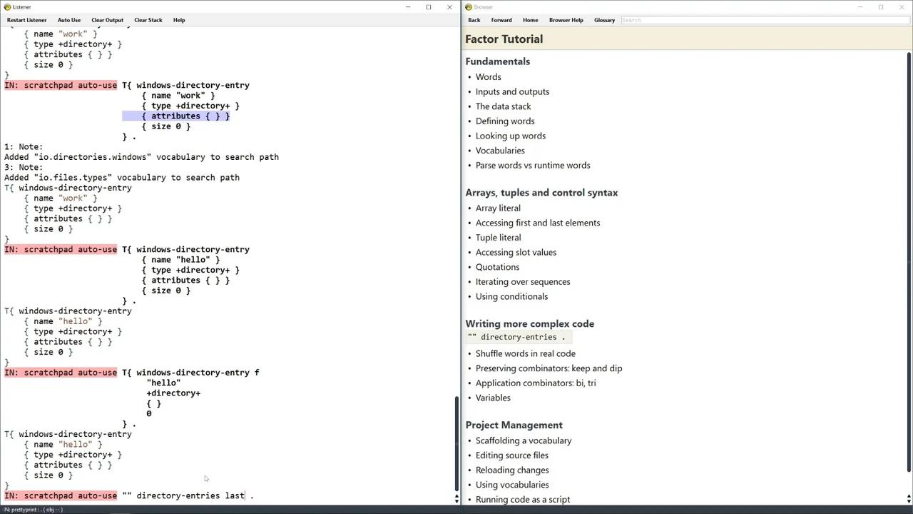 Factor Programming Language Tutorial