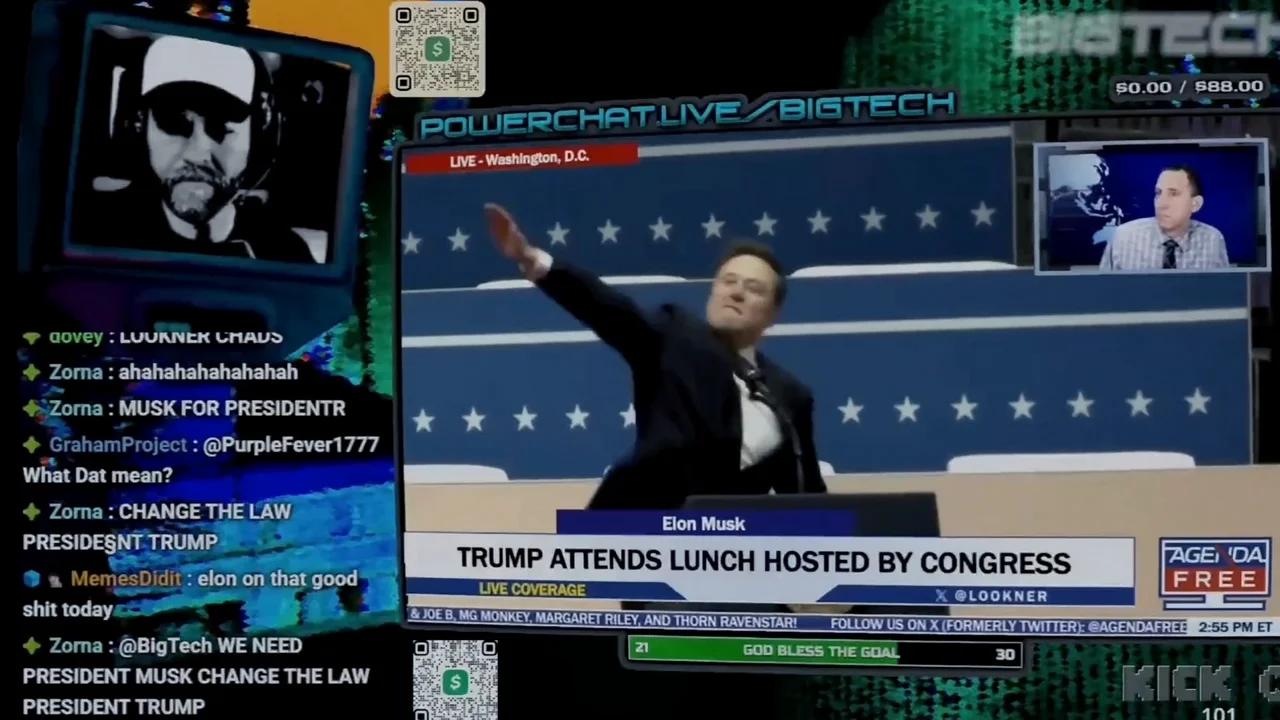 Elon Musk showing a hard 'Roman' (Bigtech Stream)