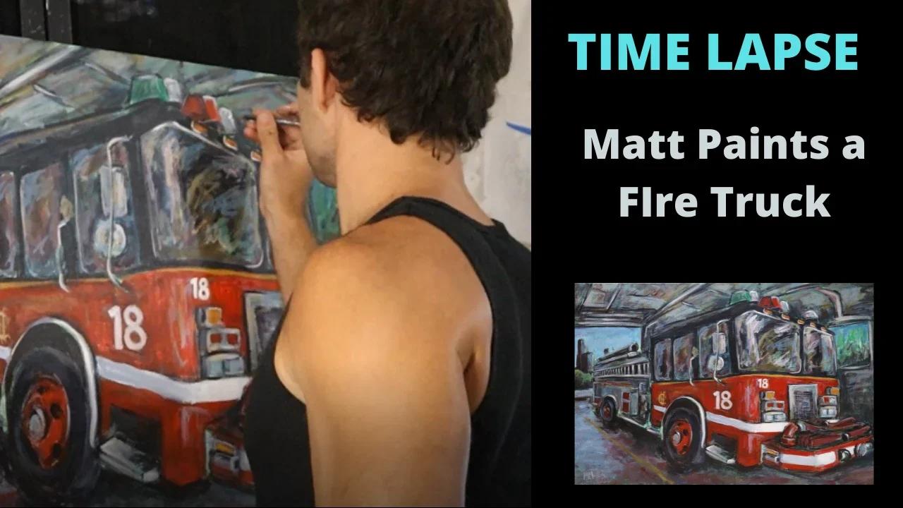 ACRYLIC PAINTING Time Lapse - Fire Engine by Matt Miller - #SleeveMonster