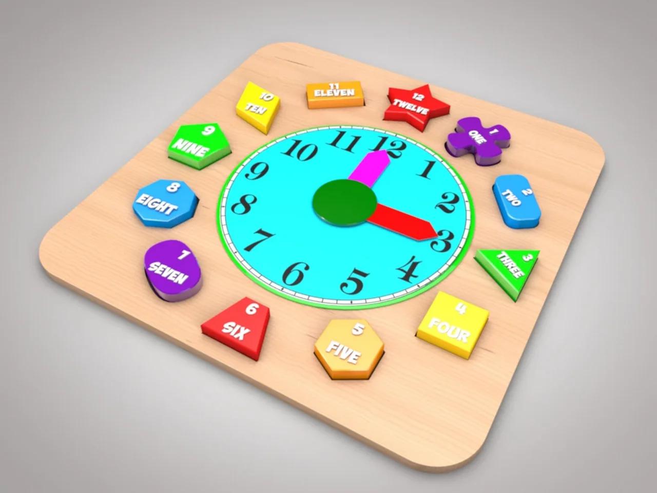 Wooden Shape Color Sorting Clock