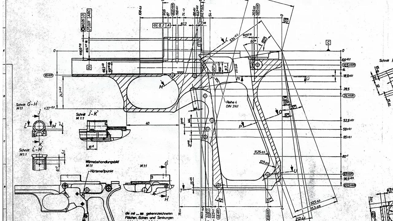 H&K P7 Pistol Frame Blueprint